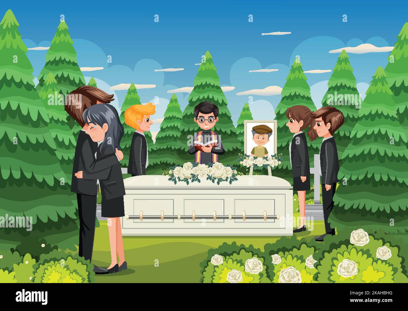 Funeral ceremony in Christian religion illustration Stock Vector Image ...