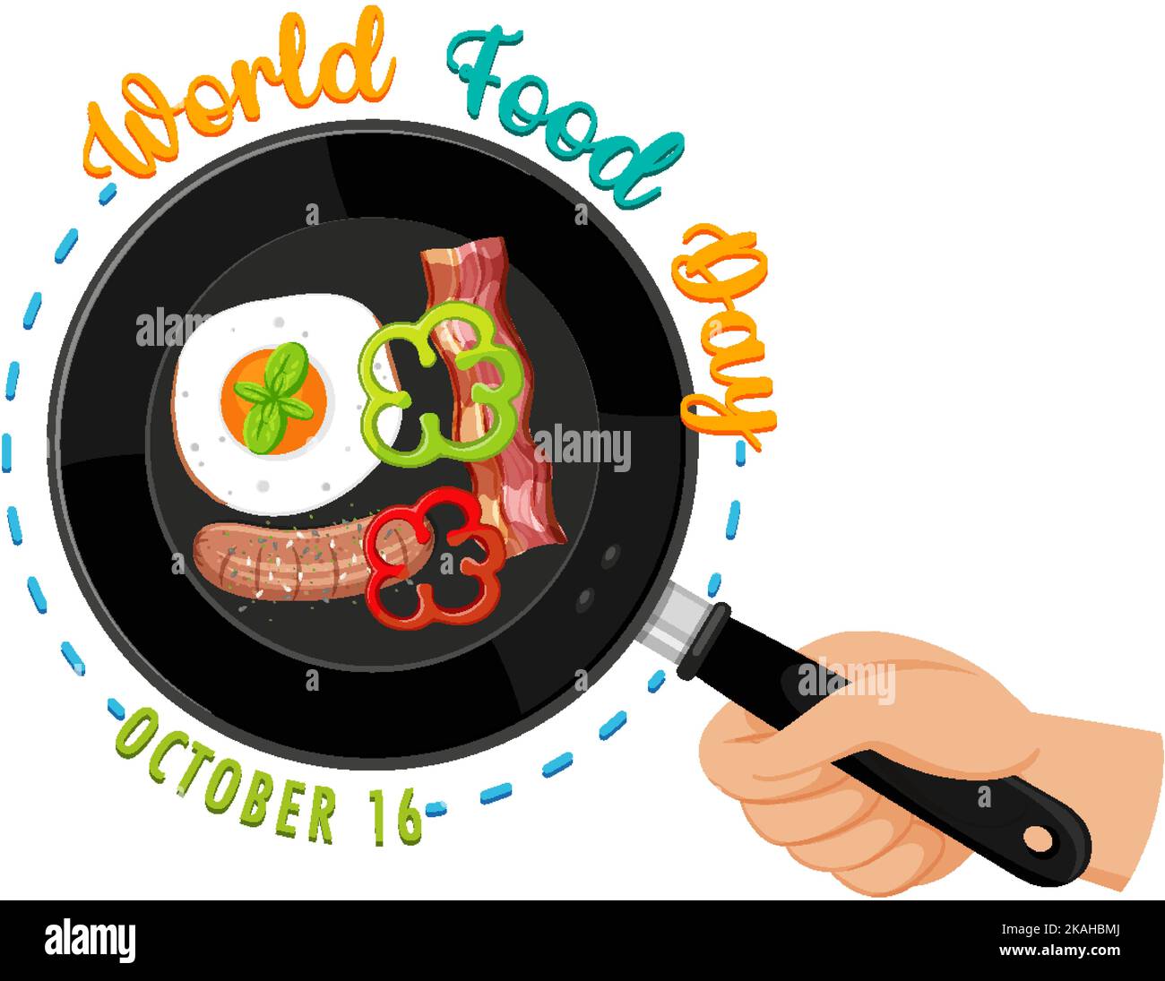 World food day text with food elements illustration Stock Vector Image ...