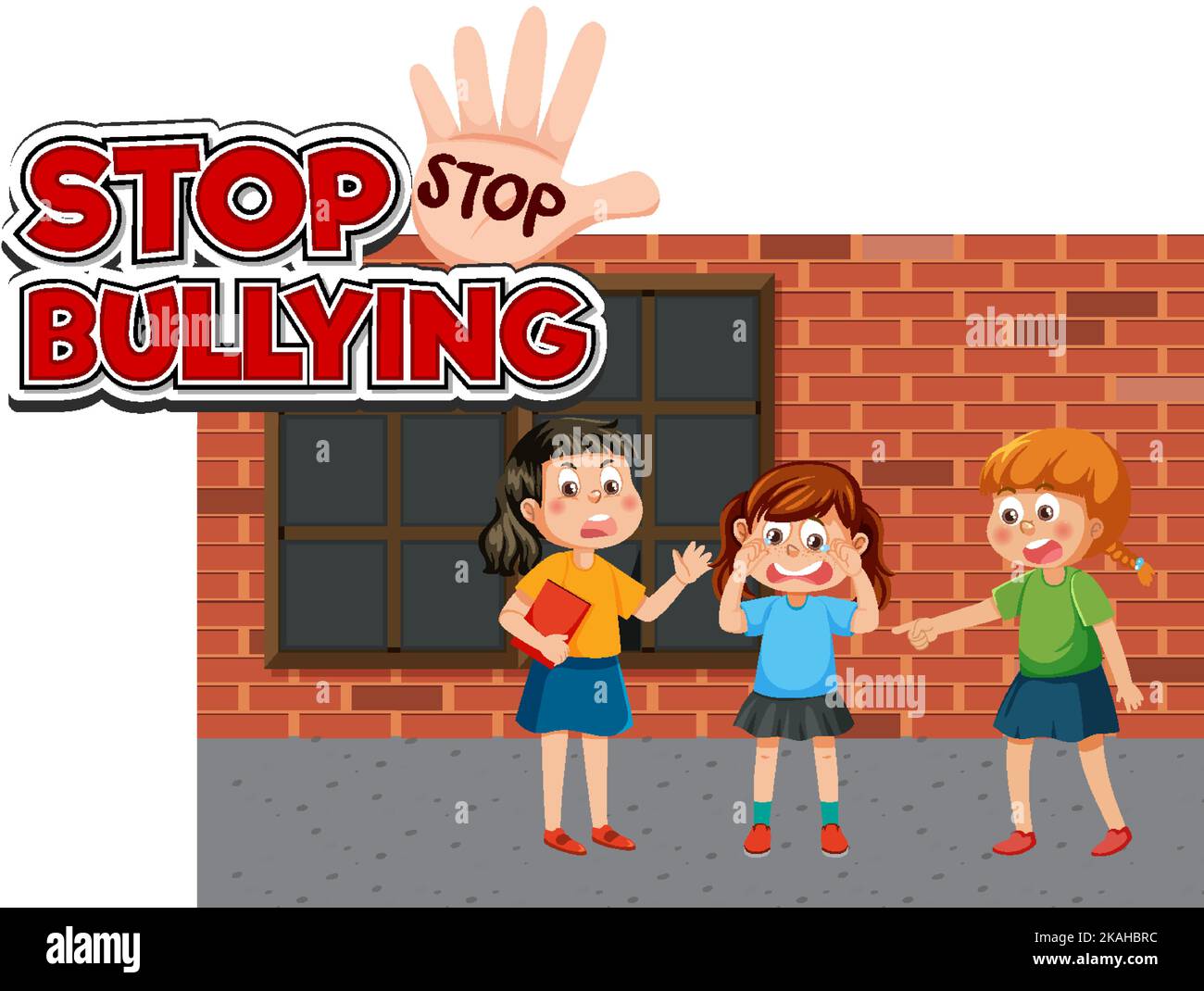 Stop bullying text with school kids illustration Stock Vector Image ...