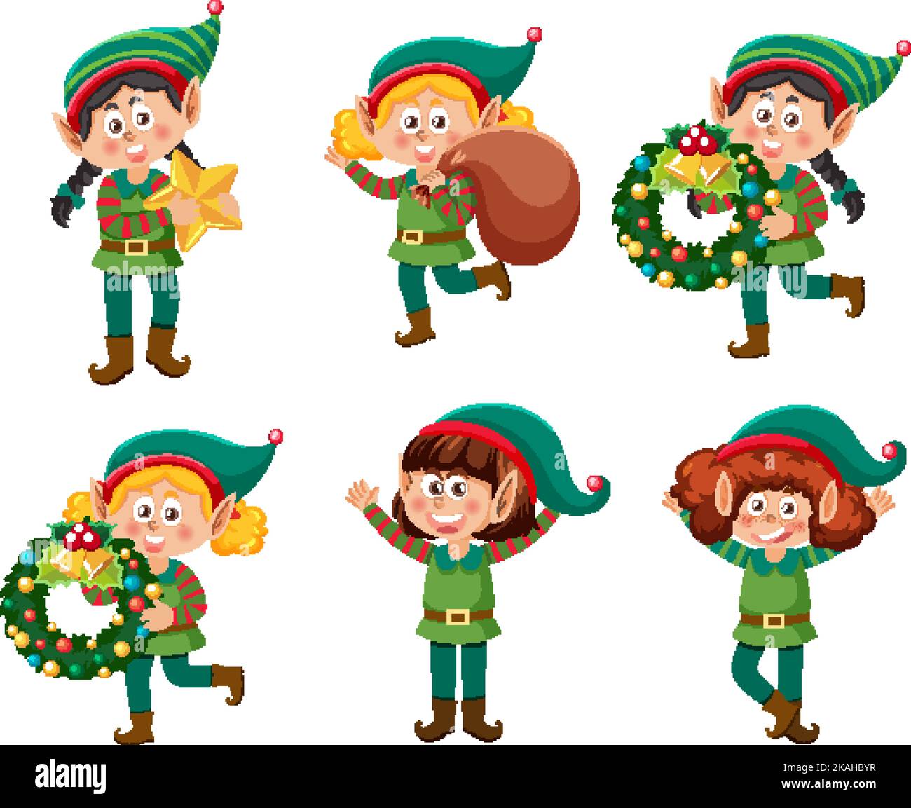 Elf kids in Christmas theme illustration Stock Vector Image & Art - Alamy