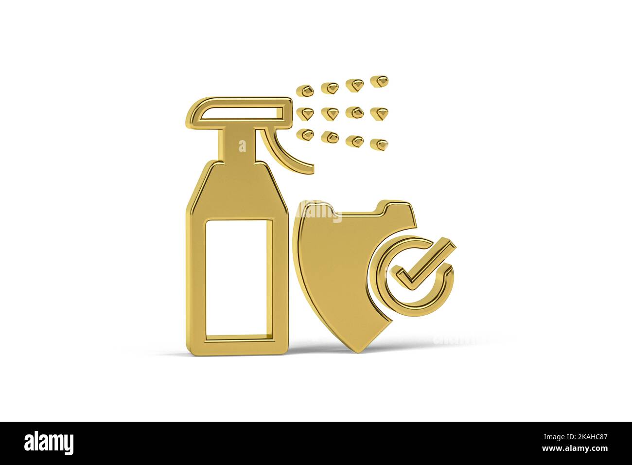 Golden 3d cleaning icon isolated on white background - 3d render Stock ...
