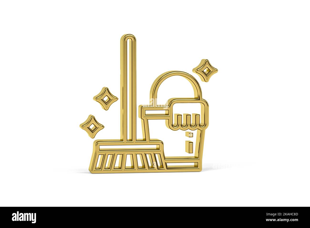 Golden 3d cleaning icon isolated on white background - 3d render Stock ...