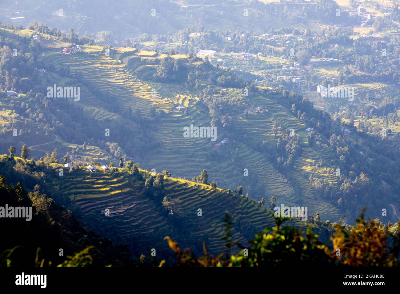 Beautiful village Bhujung and Ghale Gau Stock Photo - Alamy