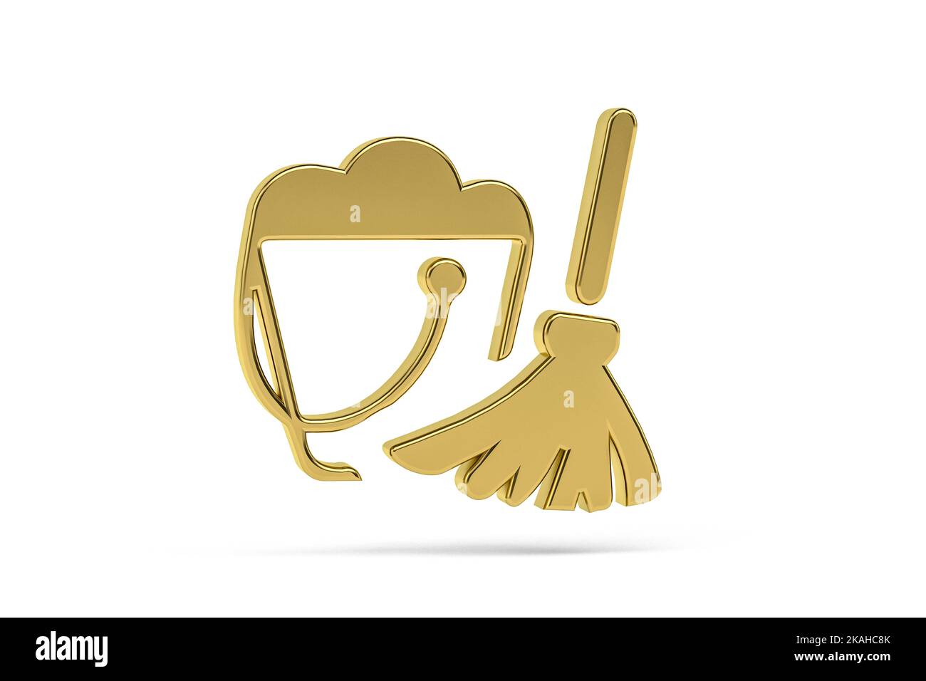 Golden 3d cleaning icon isolated on white background - 3d render Stock ...