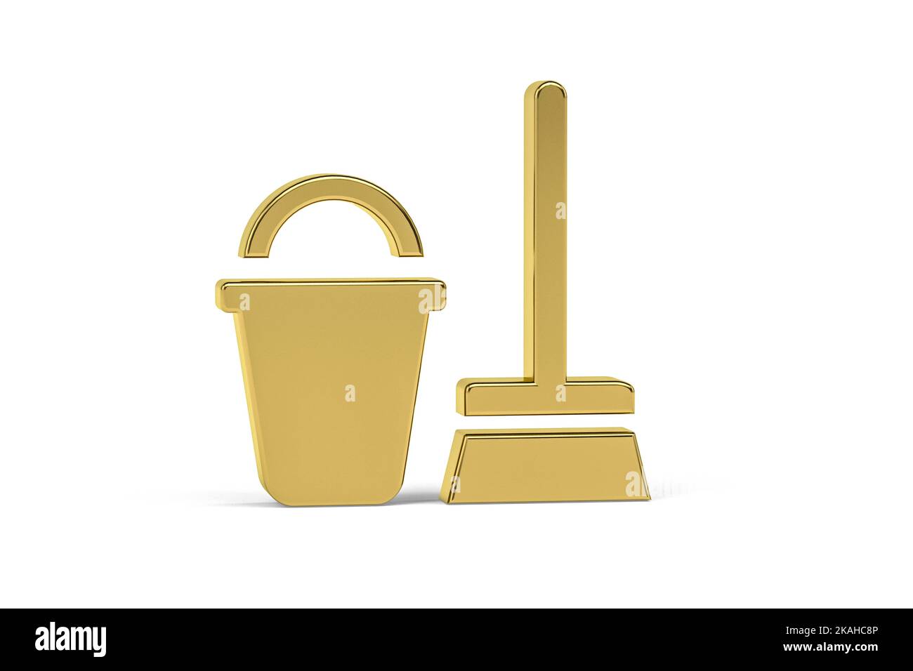 Golden 3d cleaning icon isolated on white background - 3d render Stock ...