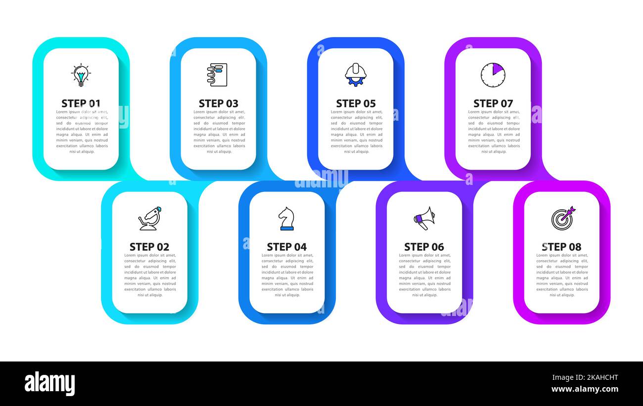 Infographic template with icons and 8 options or steps. Can be used for workflow layout, diagram ...