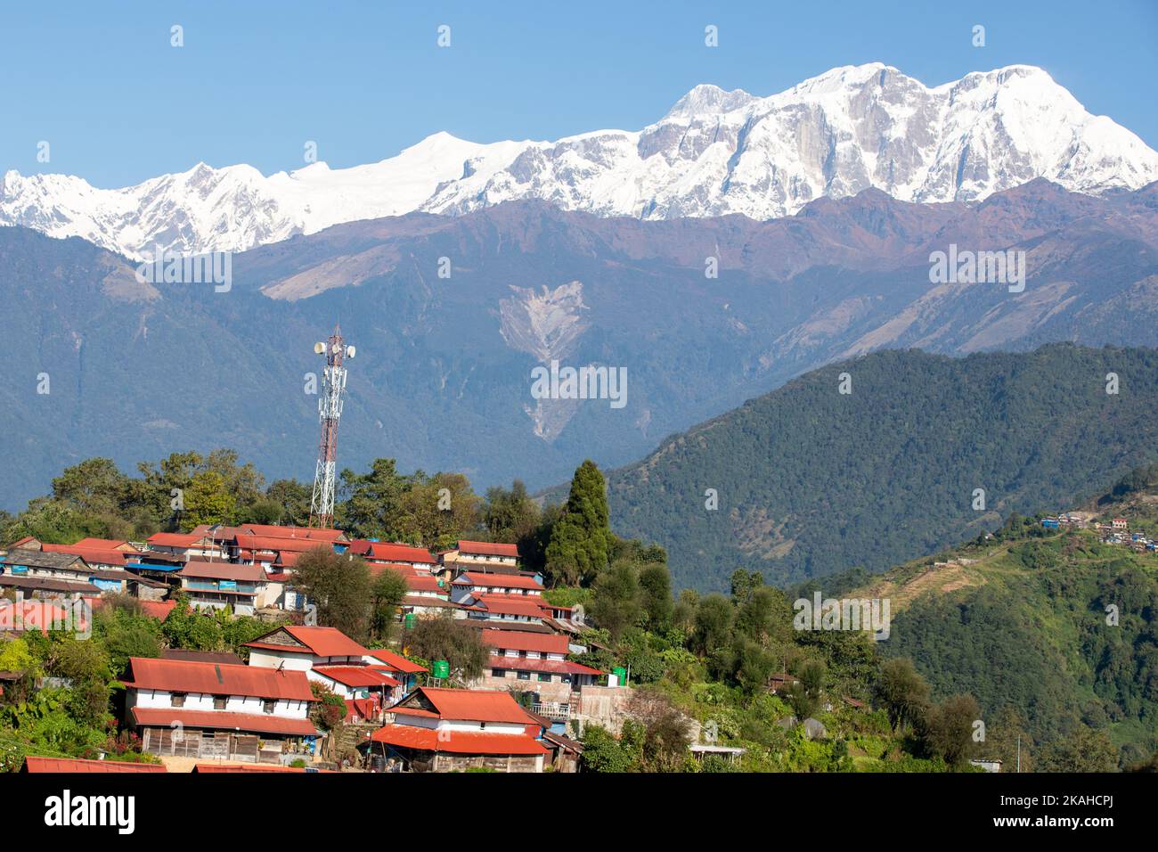 Beautiful village Bhujung and Ghale Gau Stock Photo - Alamy