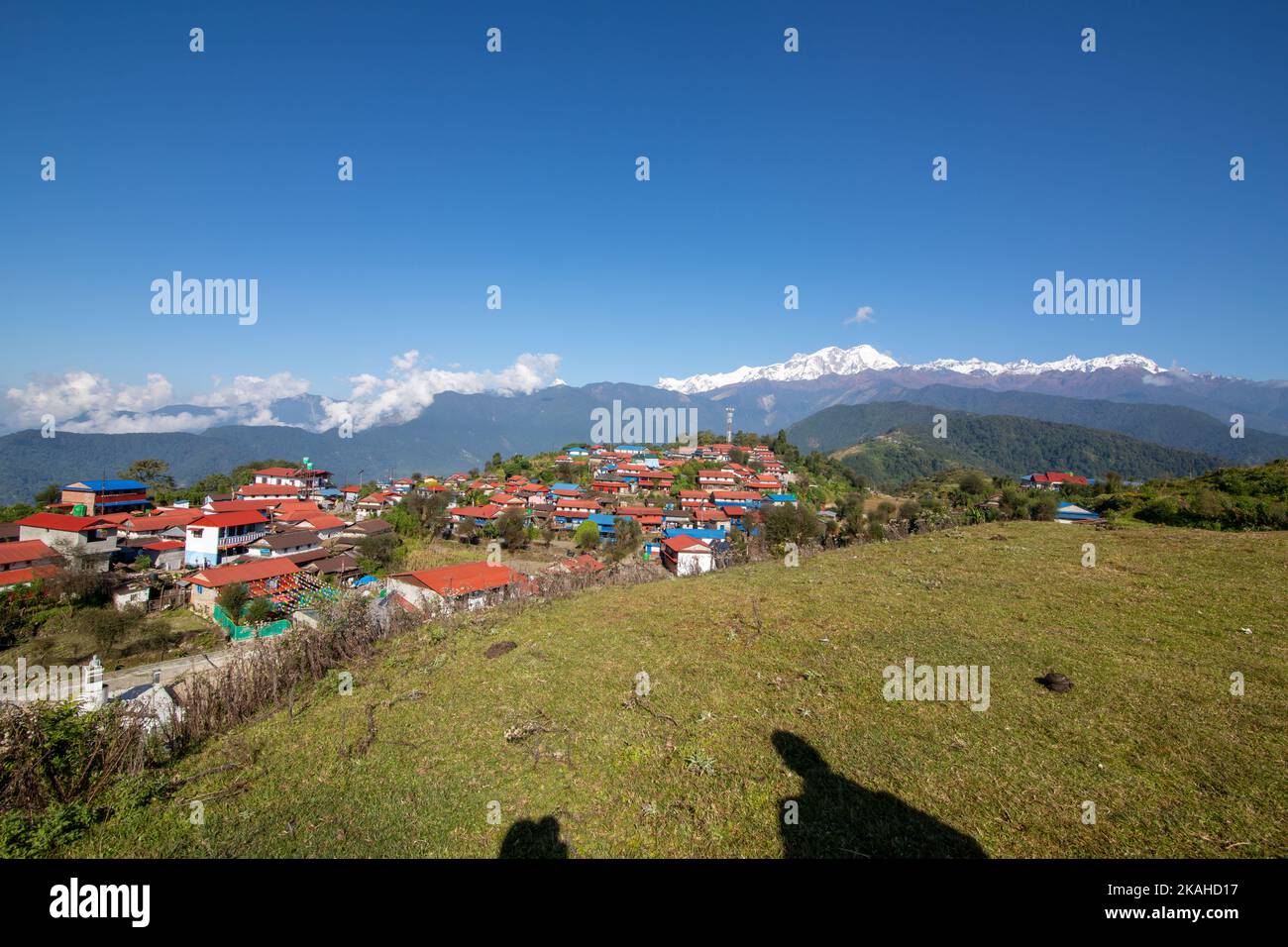 Beautiful village Bhujung and Ghale Gau Stock Photo - Alamy