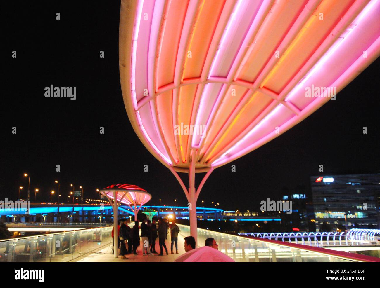 The 2022 China International Import Expo(CIIE) is about to start, neon lights are around the ...