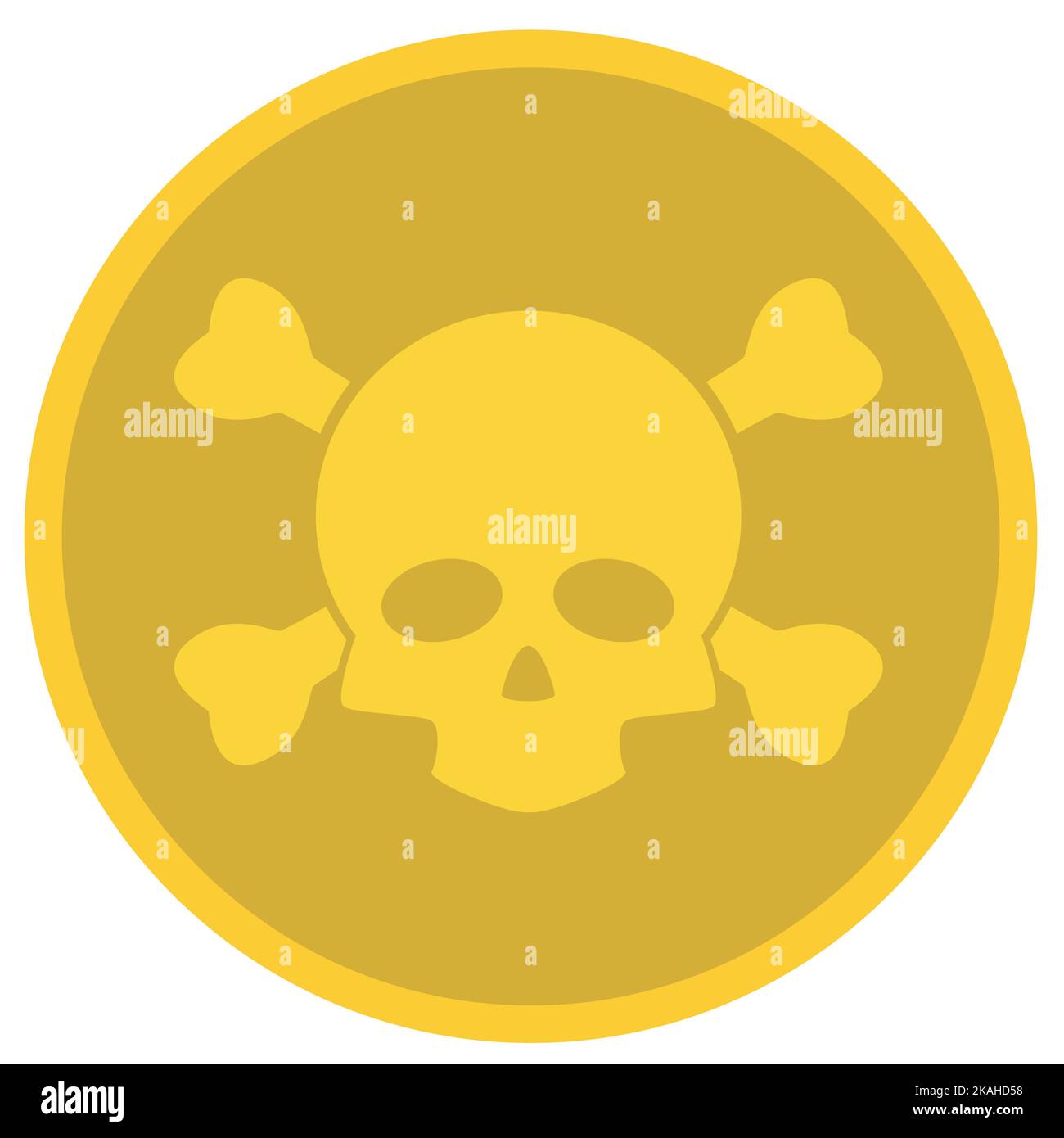 Gold skull coin icon on white background. Gold game coin sign. Coin ...