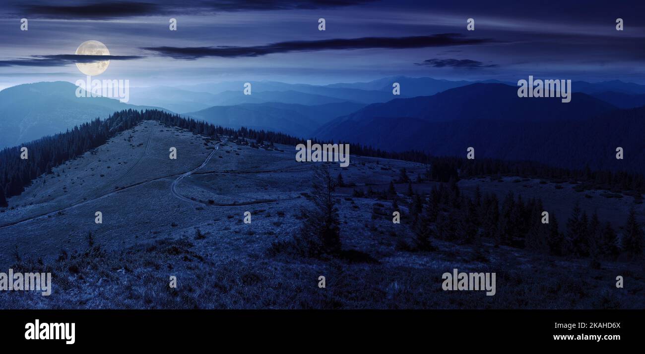 scenic chornohora ridge landscape in summer at night. beautiful scenery ...