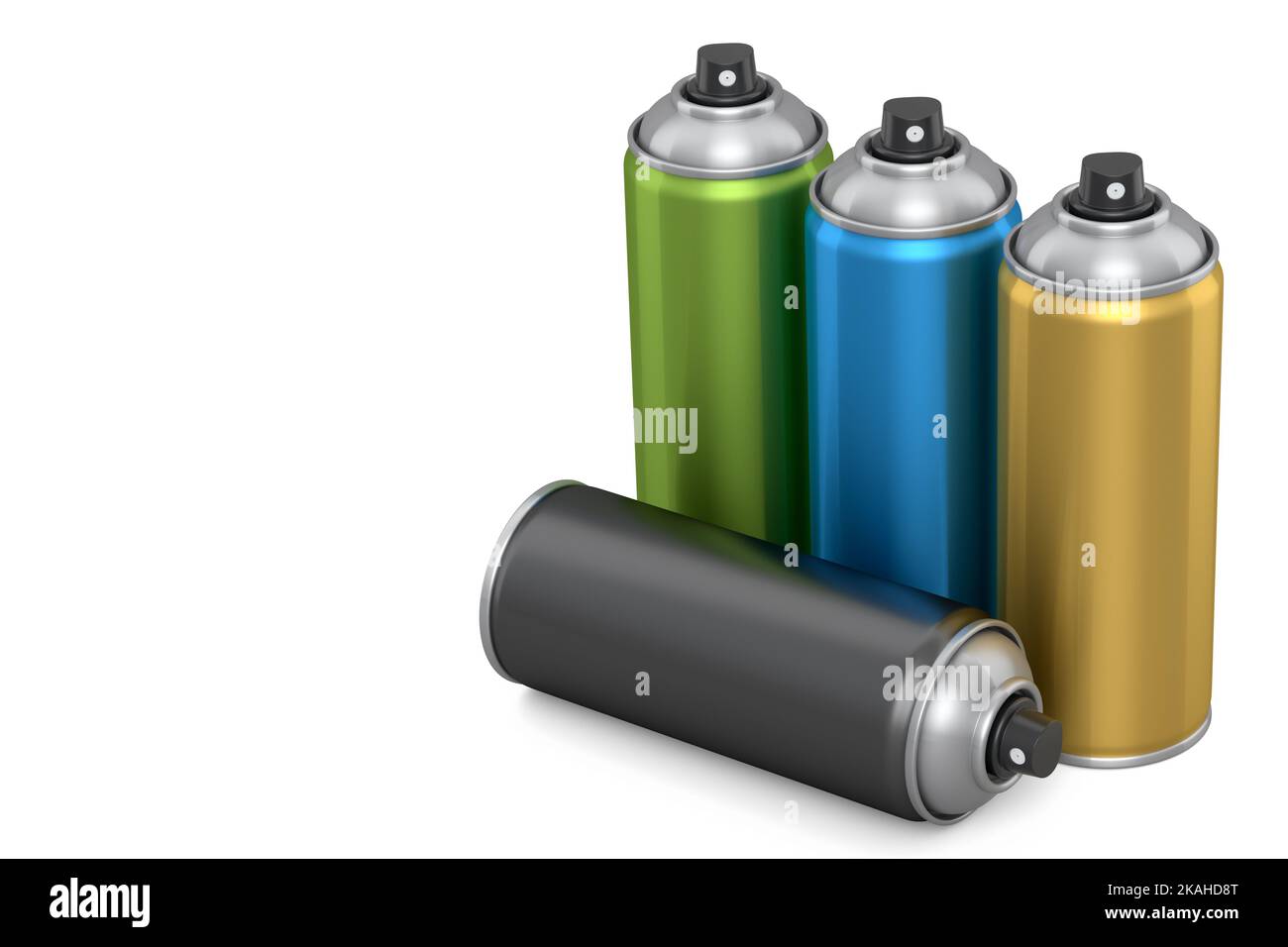 Set of spray paint cans isolated on white background. 3d render spray ...