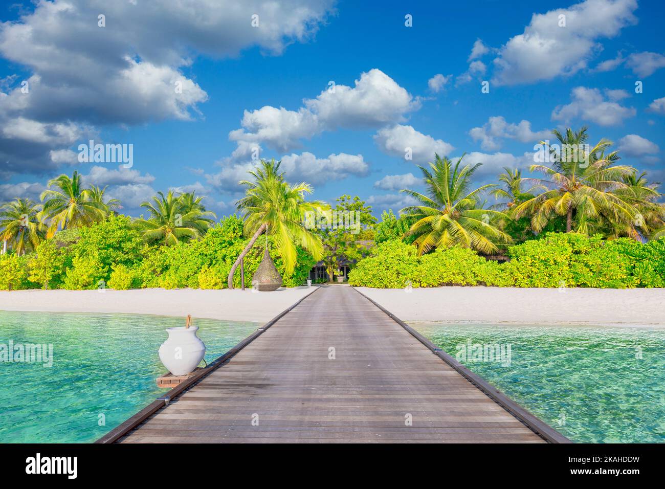 Idyllic tropical beach landscape for background or wallpaper. Design of ...