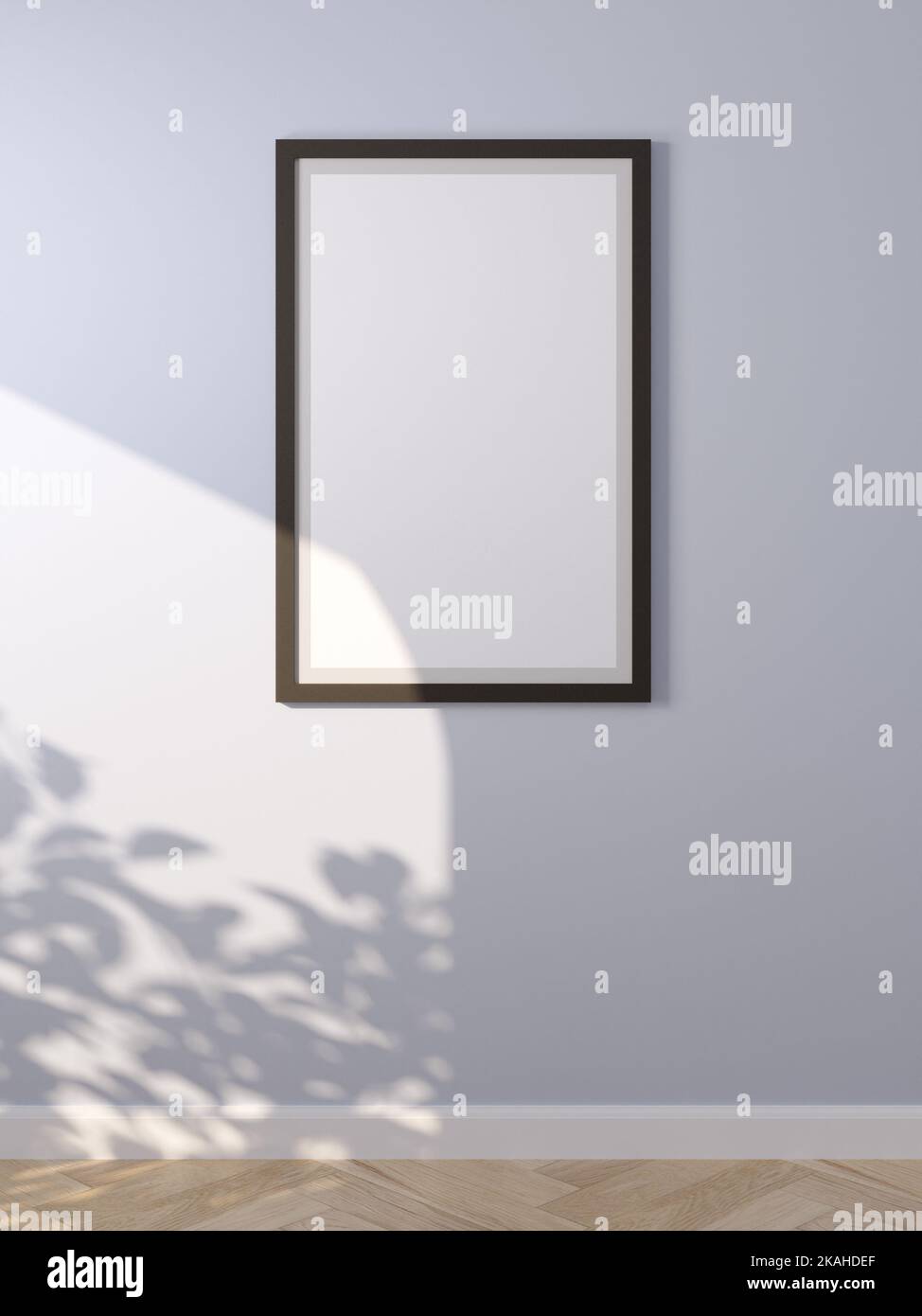 3d rendering of an empty frame on the wall Stock Photo - Alamy