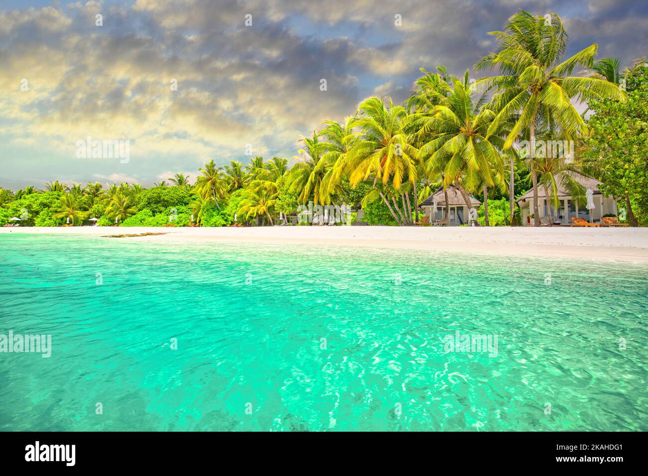 Amazing island beach. Tropical landscape of summer scenery, white sand ...