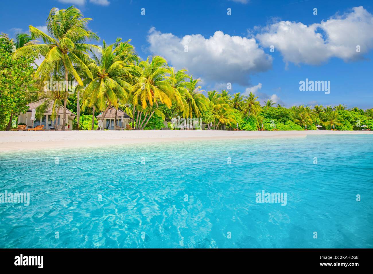 Amazing island beach. Tropical landscape of summer scenery, white sand ...