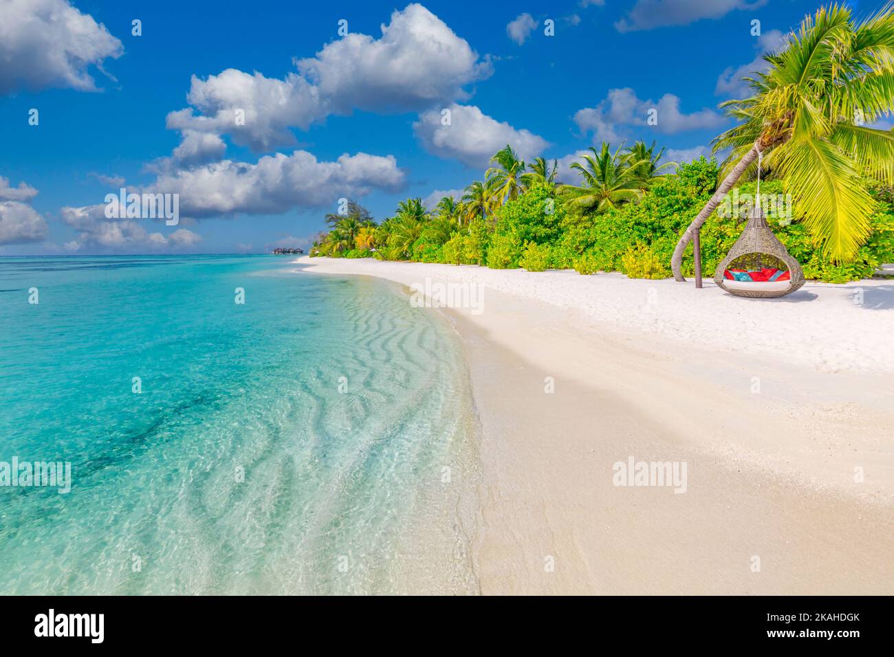 Amazing island beach. Tropical landscape of summer scenery, white sand ...