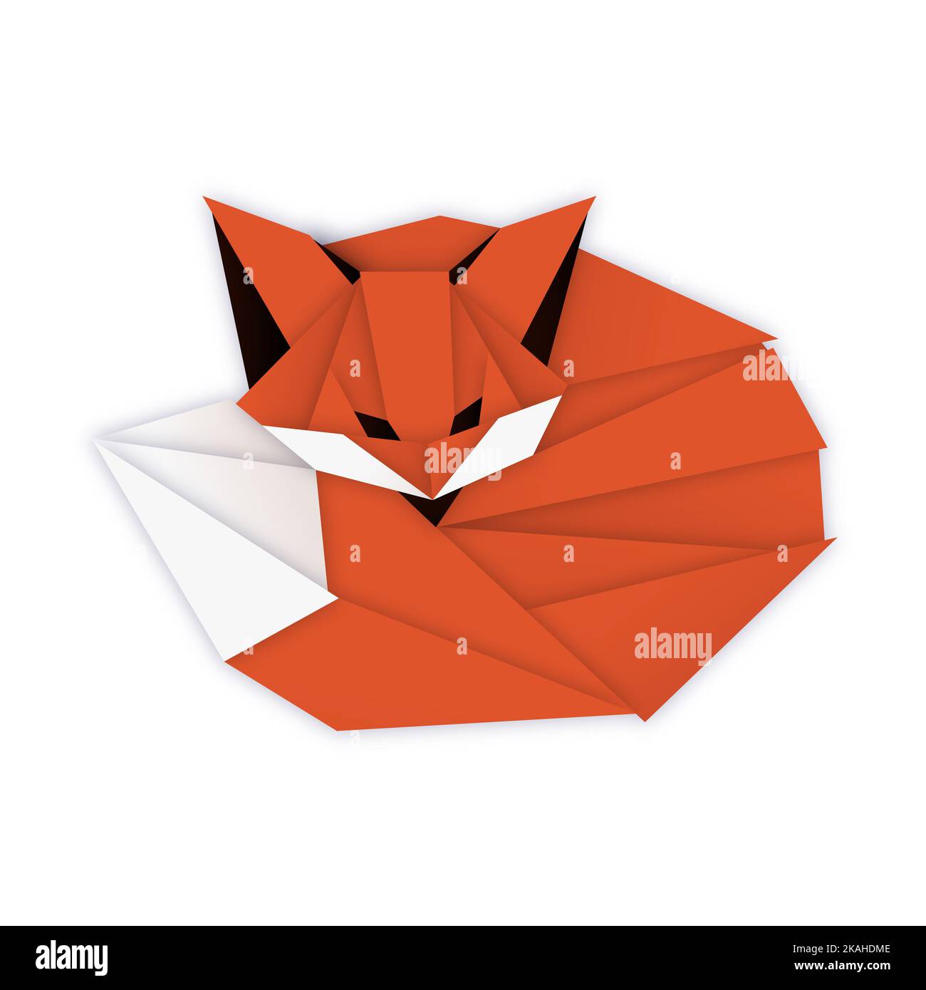 Fox is curled up. Geometric abstract polygonal illustration. Wild ...