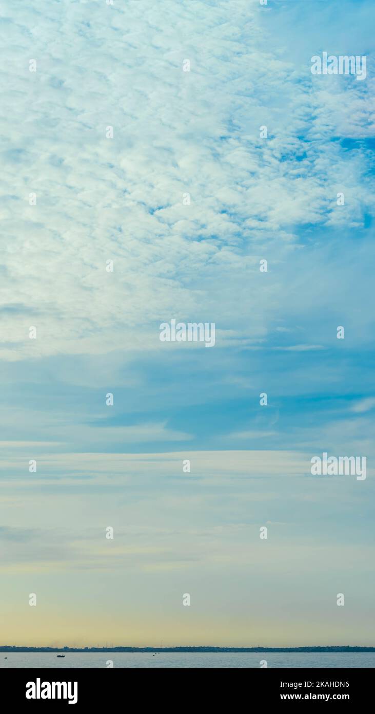 BANNER, VERTICAL STORY Atmosphere panorama white cloud clear blue sky ...
