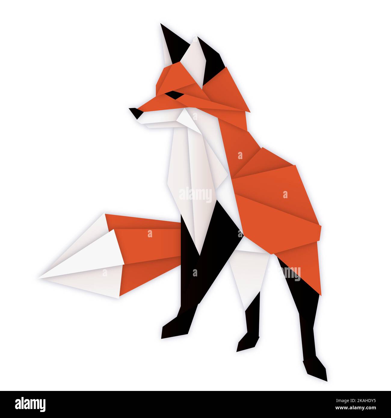 Fox poses standing. Geometric abstract polygonal illustration. Wild animal origami. Stylish ...