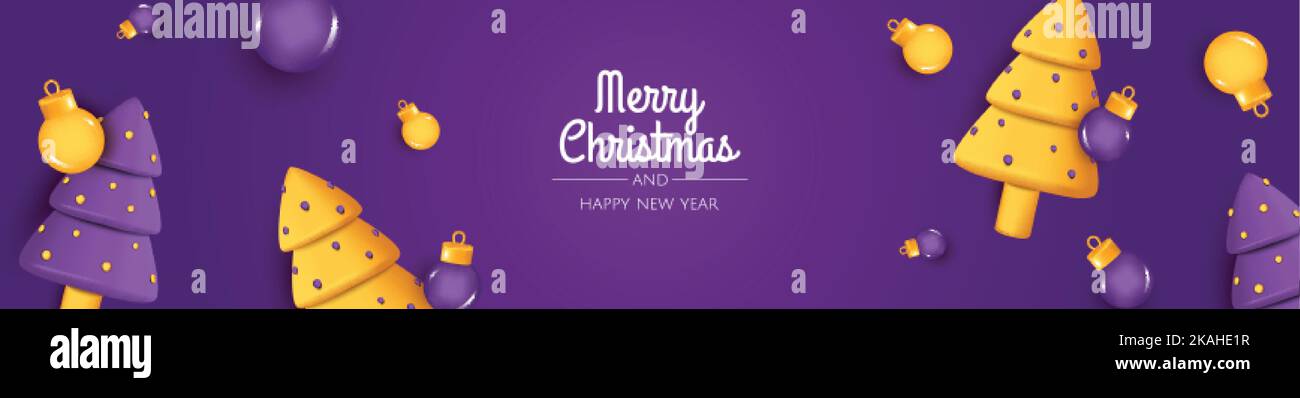 Christmas banner. Xmas background design with realistic christmas ball ...