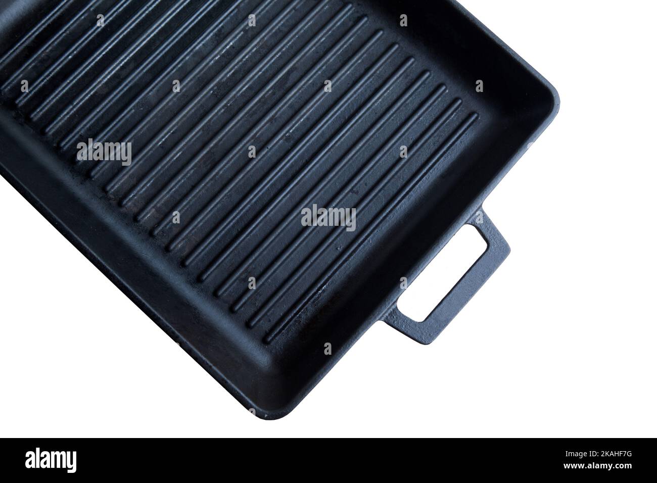 Empty black cast heavy iron grill pan modern kitchen equipment ...