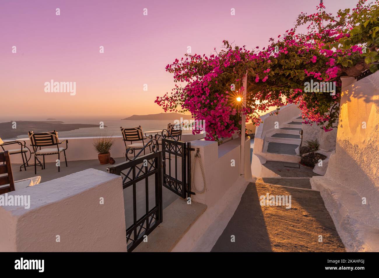 Summer sunset vacation scenic of luxury famous Europe destination ...