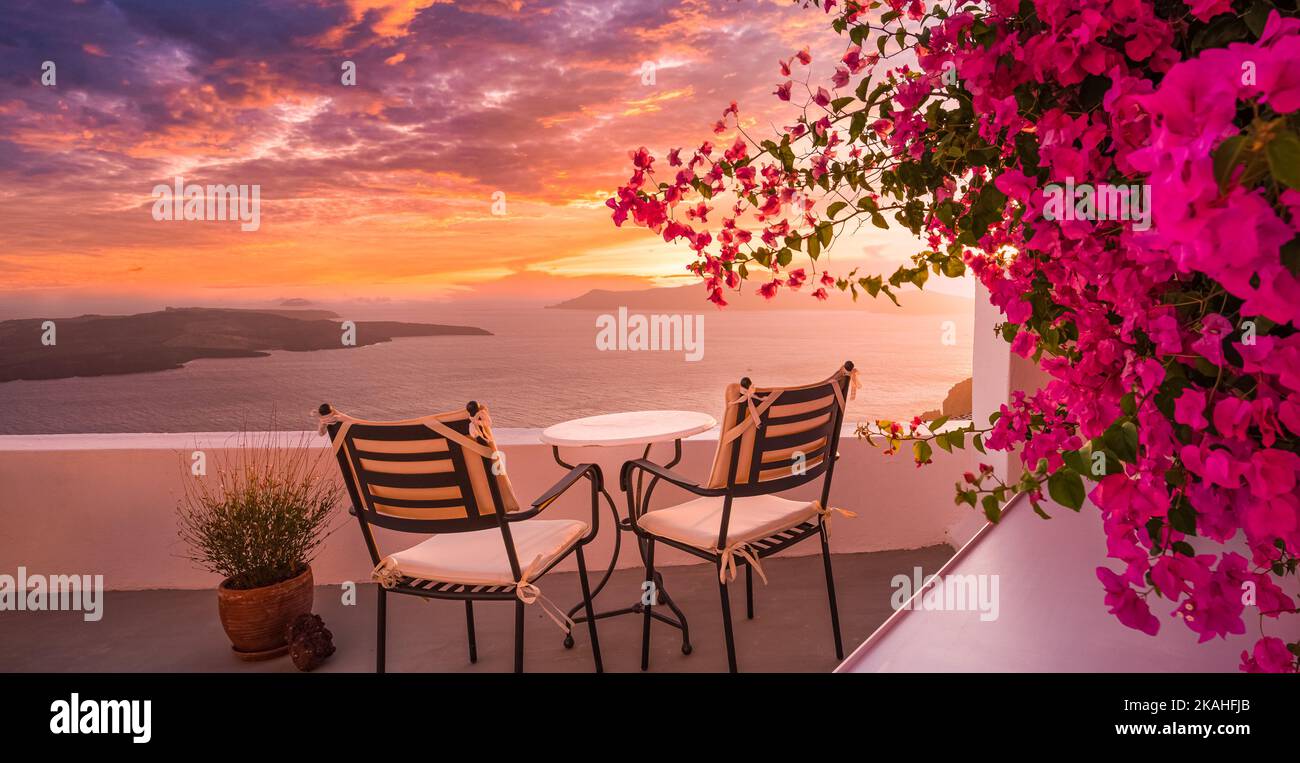 Summer sunset vacation scenic of luxury famous Europe destination ...