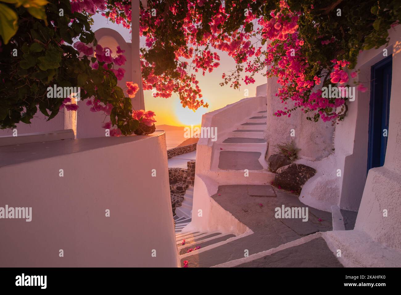 Summer sunset vacation scenic of luxury famous Europe destination ...