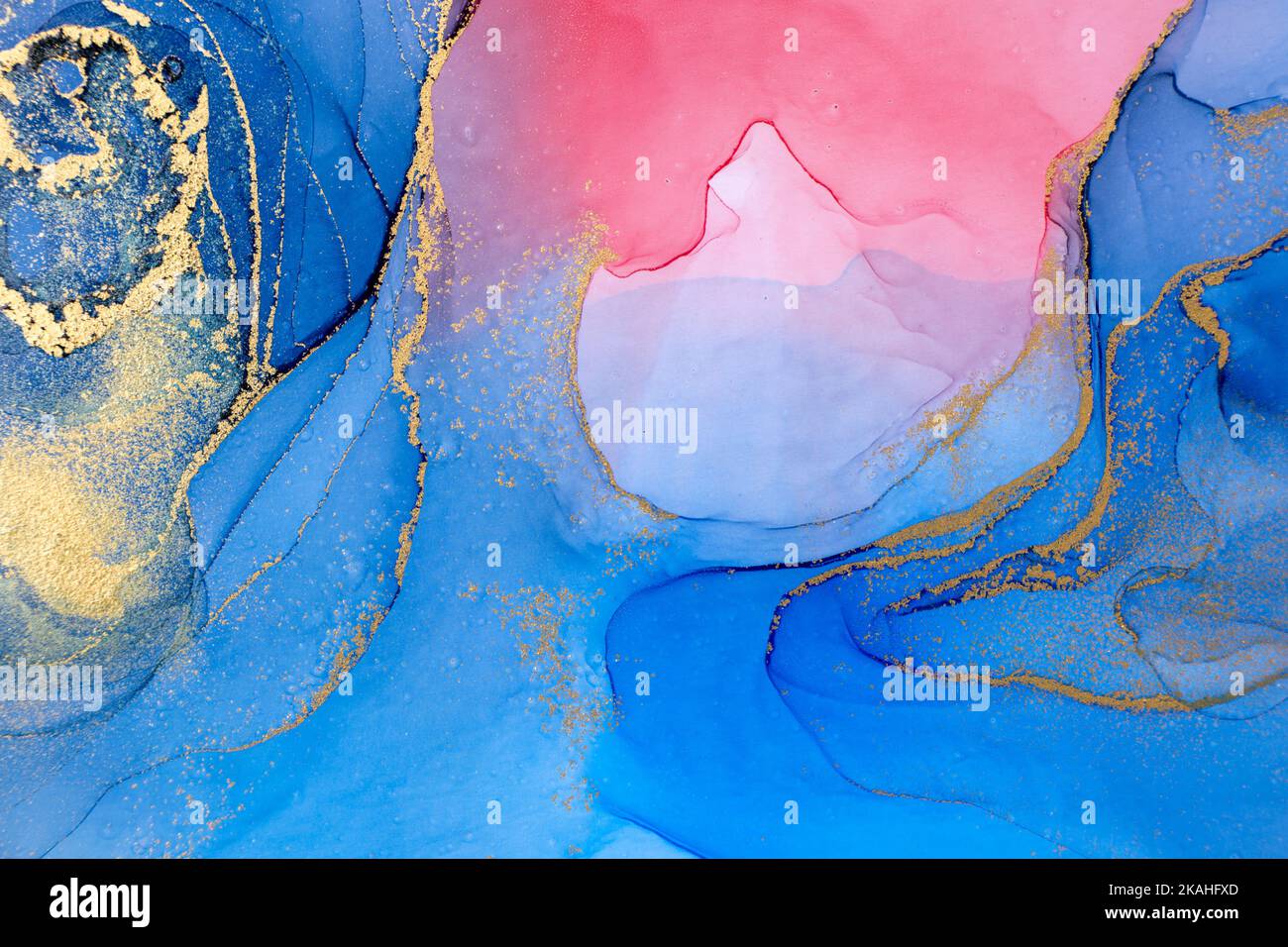 Marble Gradient Blue, Pink and Gold Veins Artwork Background Stock ...