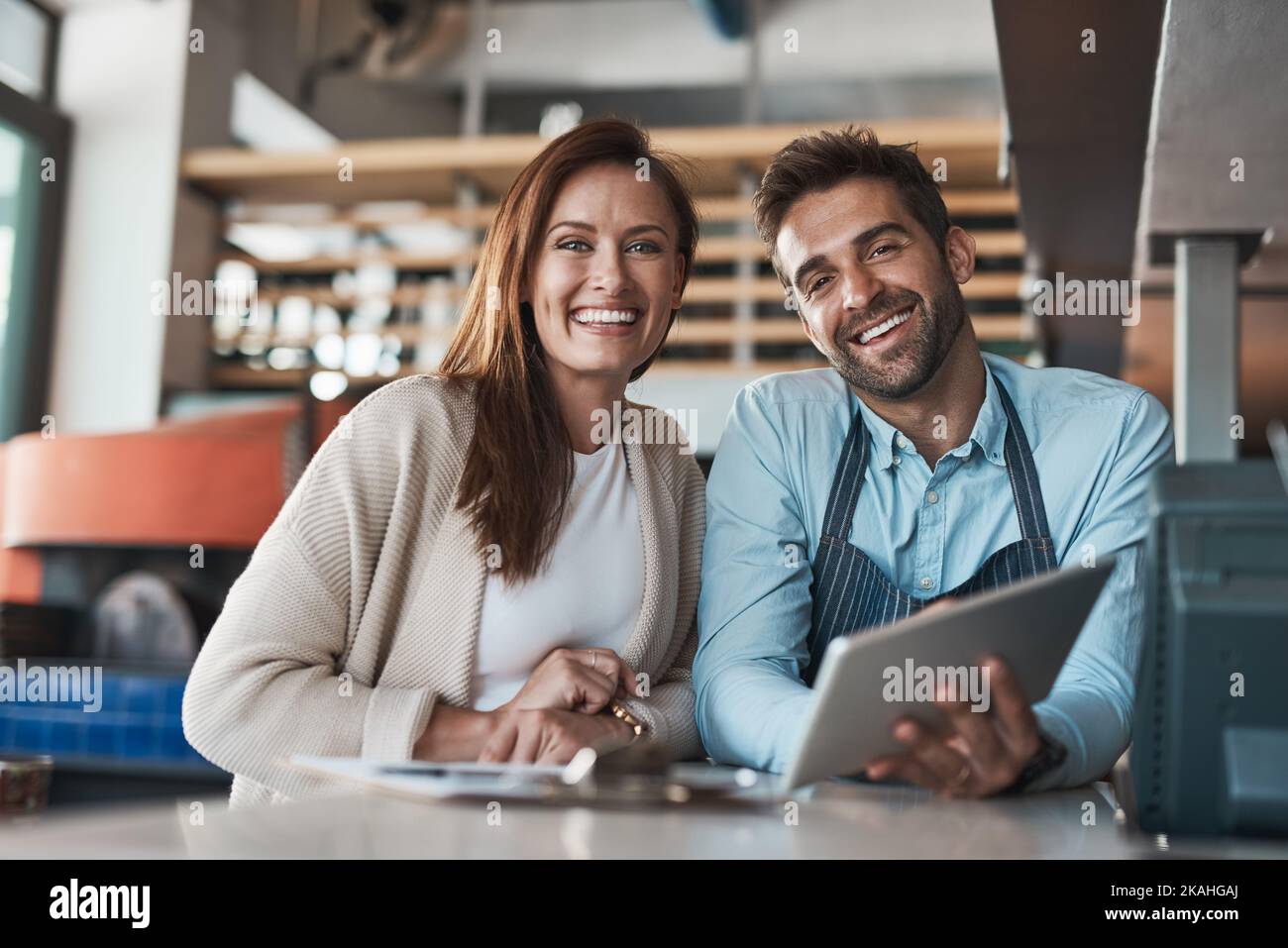 Expanding on their entrepreneurial dreams together. Portrait of two ...
