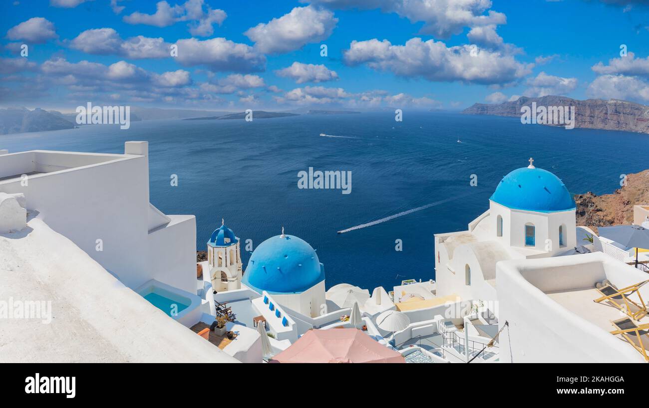 Santorini island, Greece. Incredibly panoramic romantic summer ...