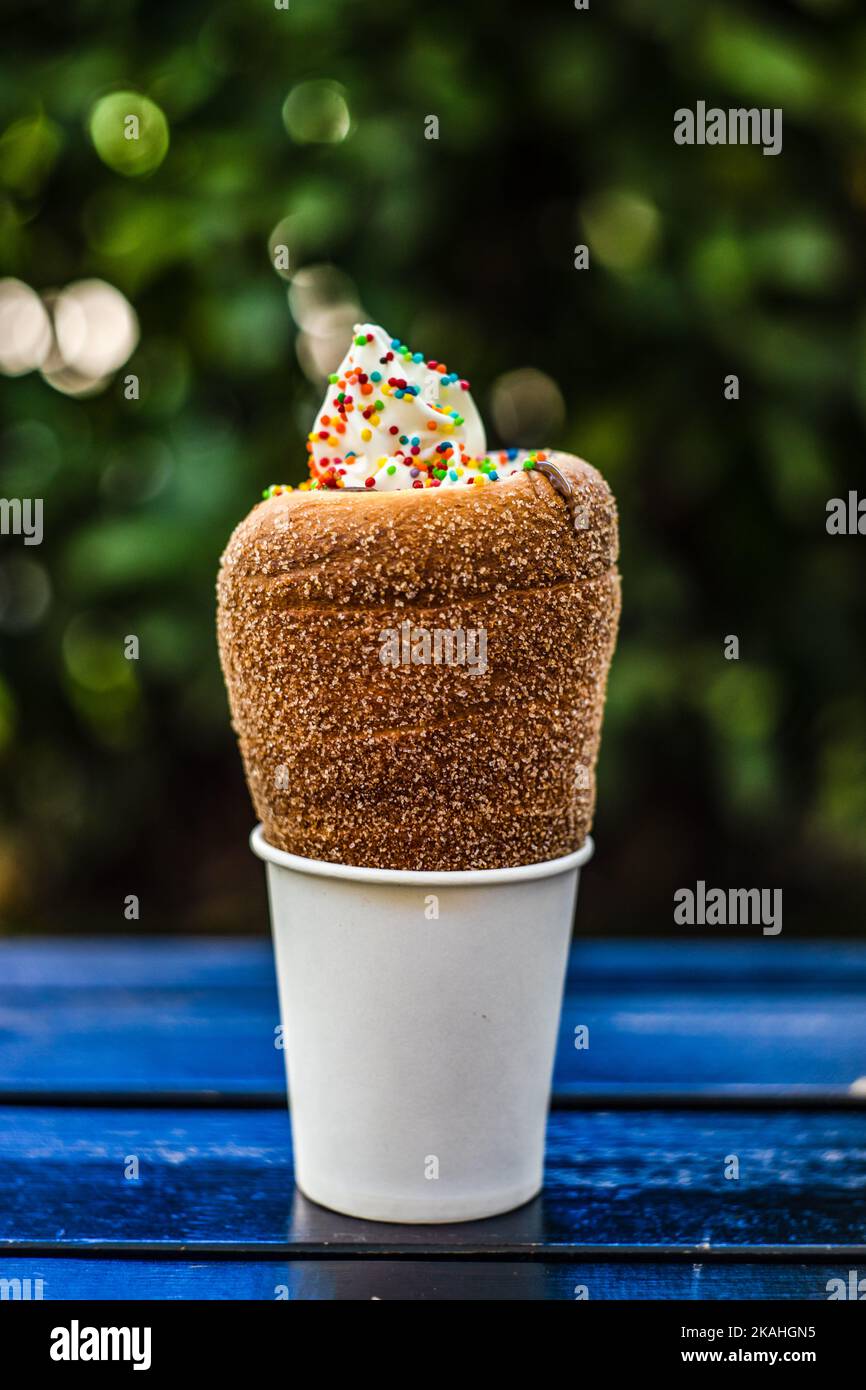 Close-up of a traditional Hungarian street food called Kurtosh Kalach ...