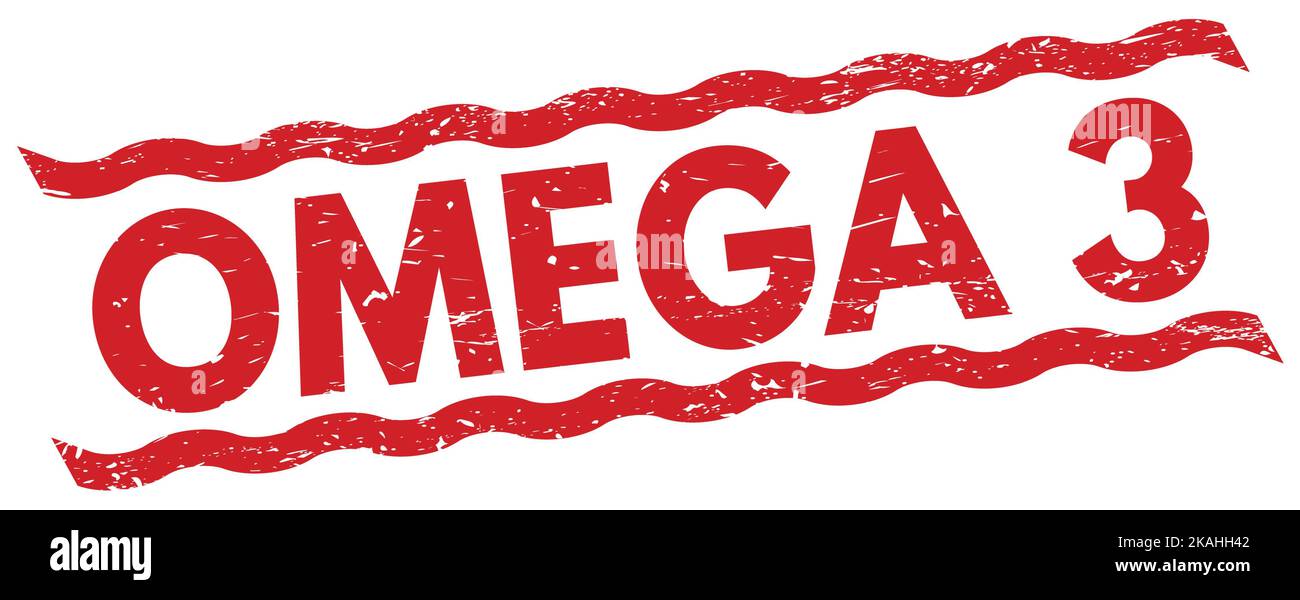 OMEGA 3 text written on red lines stamp sign Stock Photo - Alamy