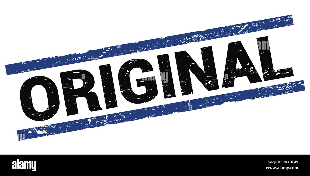 ORIGINAL text written on black-blue rectangle stamp sign Stock Photo ...