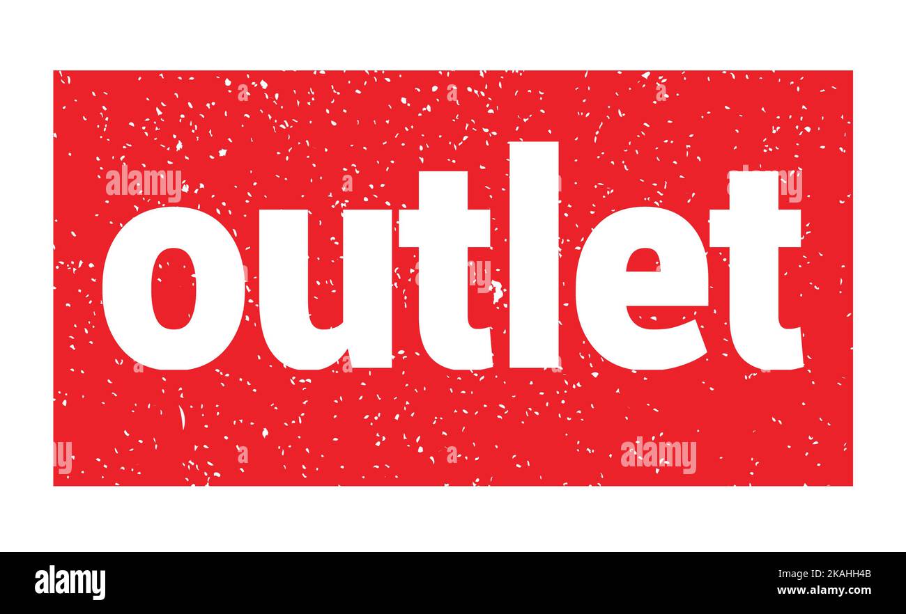outlet text written on red grungy stamp sign Stock Photo - Alamy
