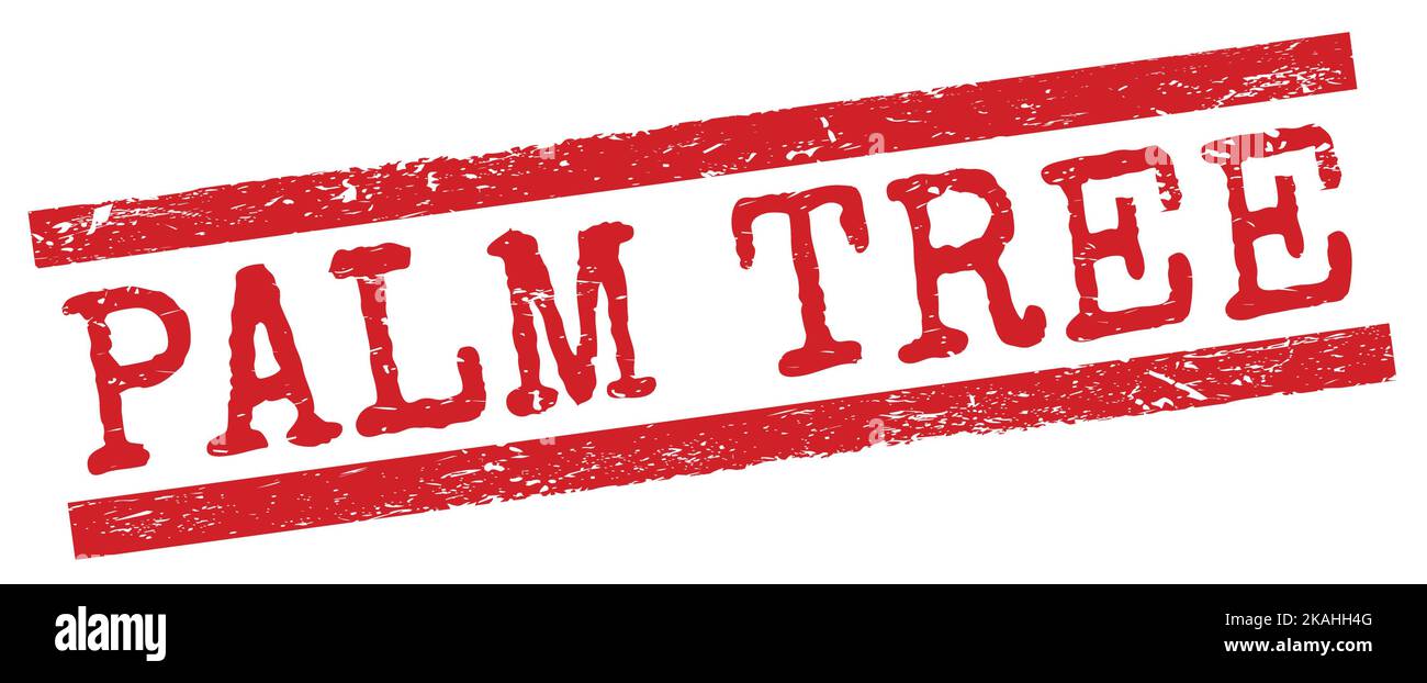 PALM TREE text written on red grungy lines stamp sign Stock Photo - Alamy