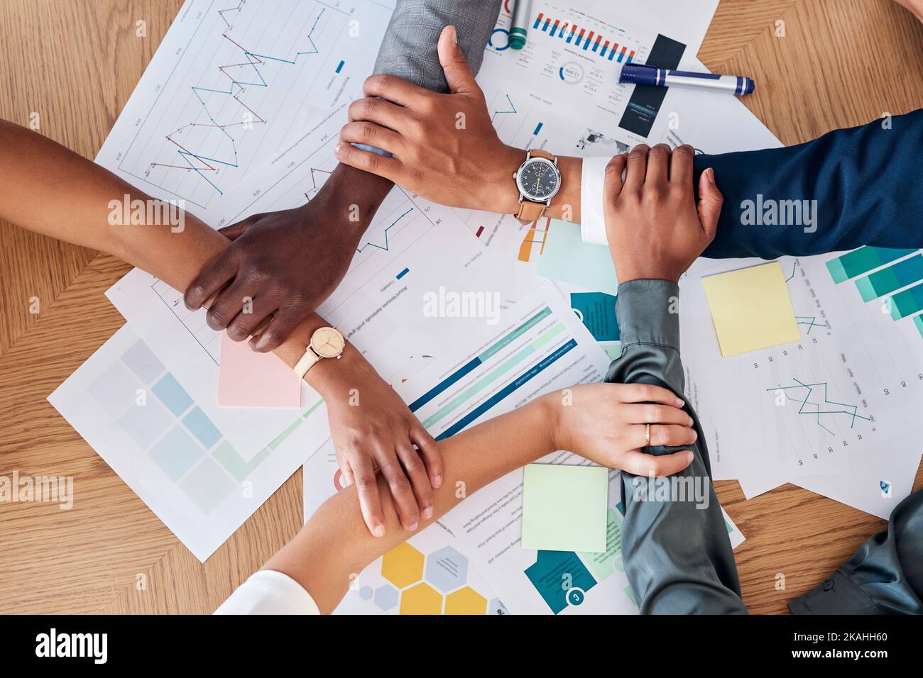 Group collaboration, hands on wrists and business diversity during ...