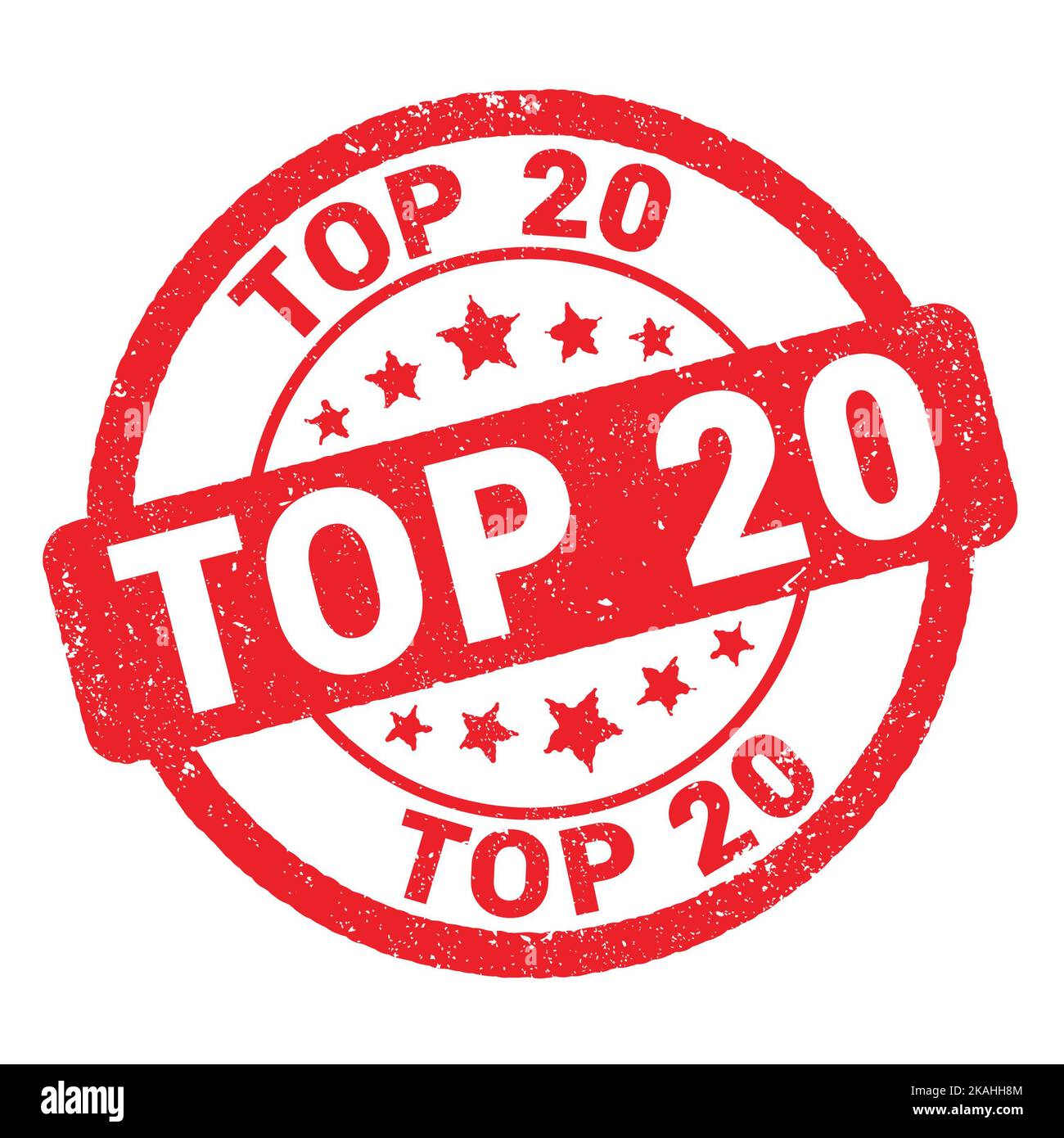 TOP 20 text written on red grungy stamp sign Stock Photo - Alamy