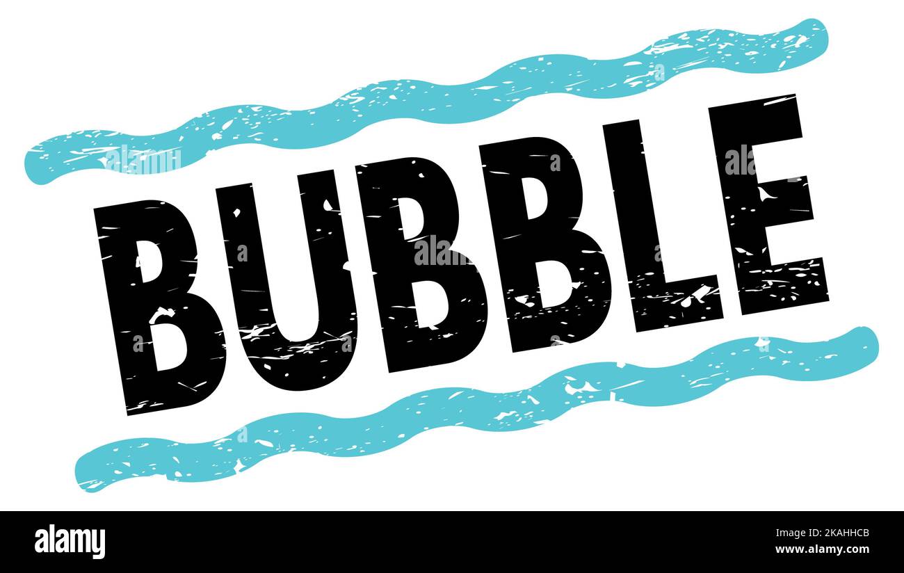 BUBBLE text written on blue-black lines stamp sign Stock Photo - Alamy