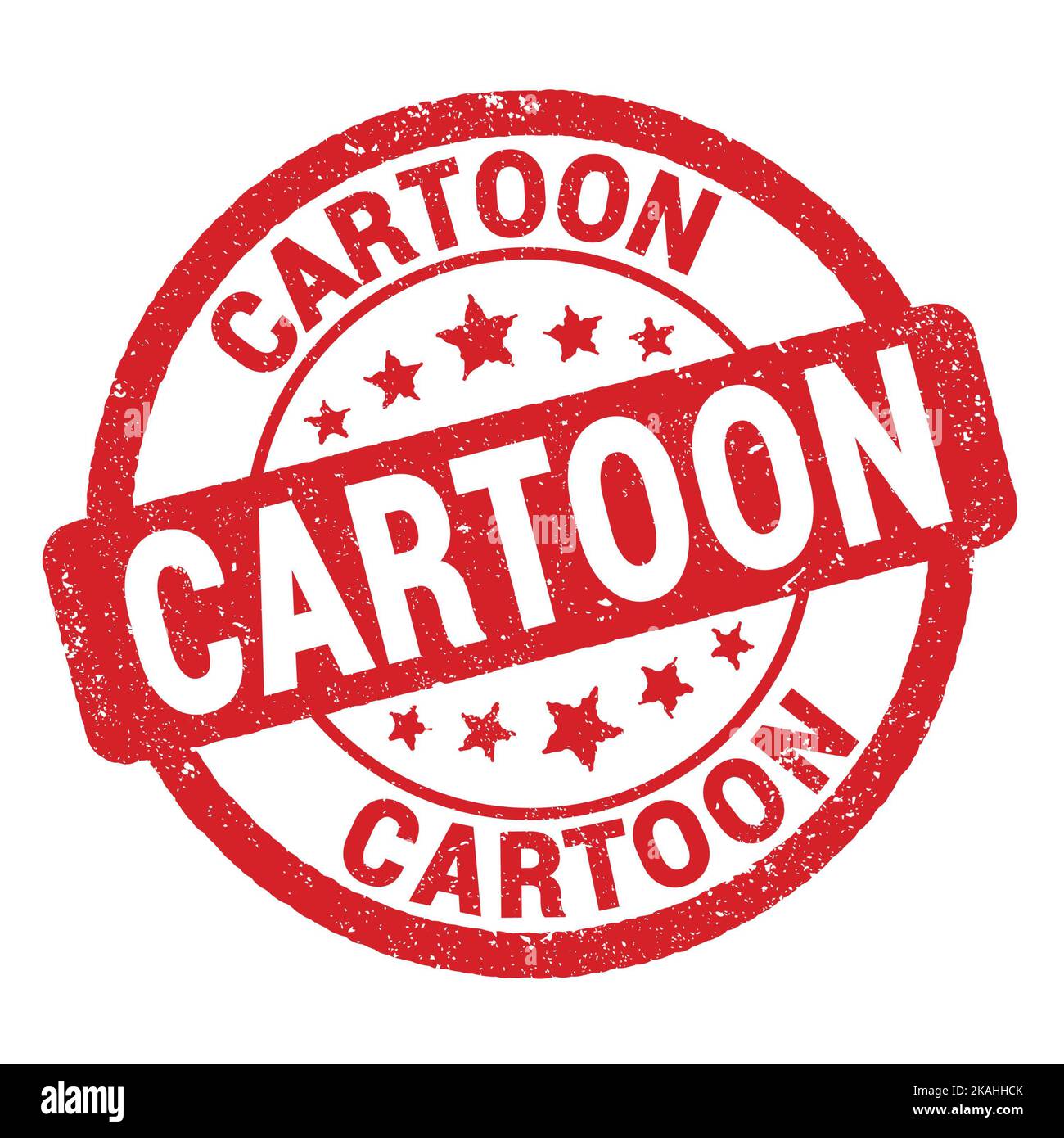 CARTOON text written on red grungy stamp sign Stock Photo - Alamy