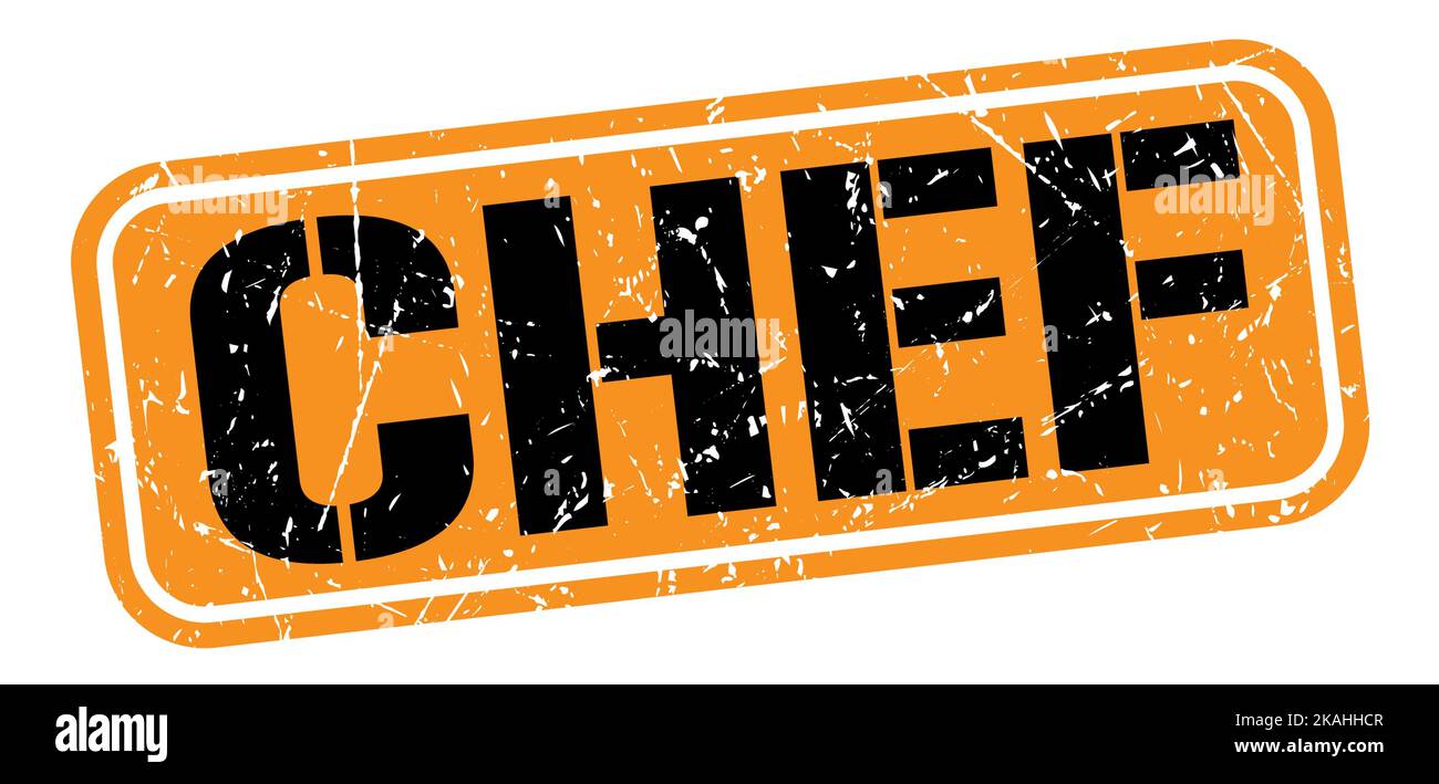 CHEF text written on orange-black grungy stamp sign Stock Photo - Alamy