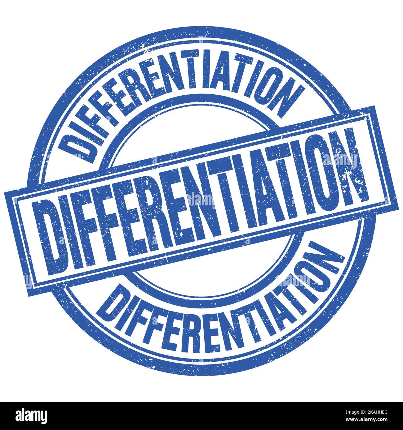 DIFFERENTIATION text written word on blue round stamp sign Stock Photo ...