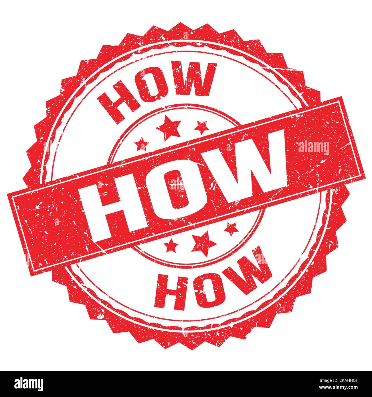 HOW text written on red round stamp sign Stock Photo - Alamy