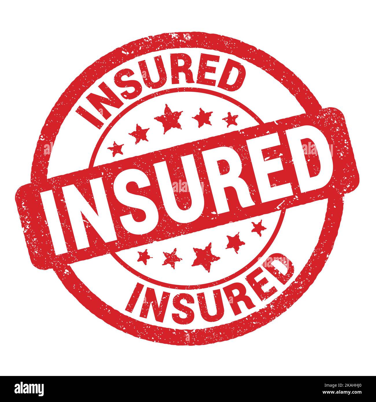 INSURED text written on red grungy stamp sign Stock Photo - Alamy