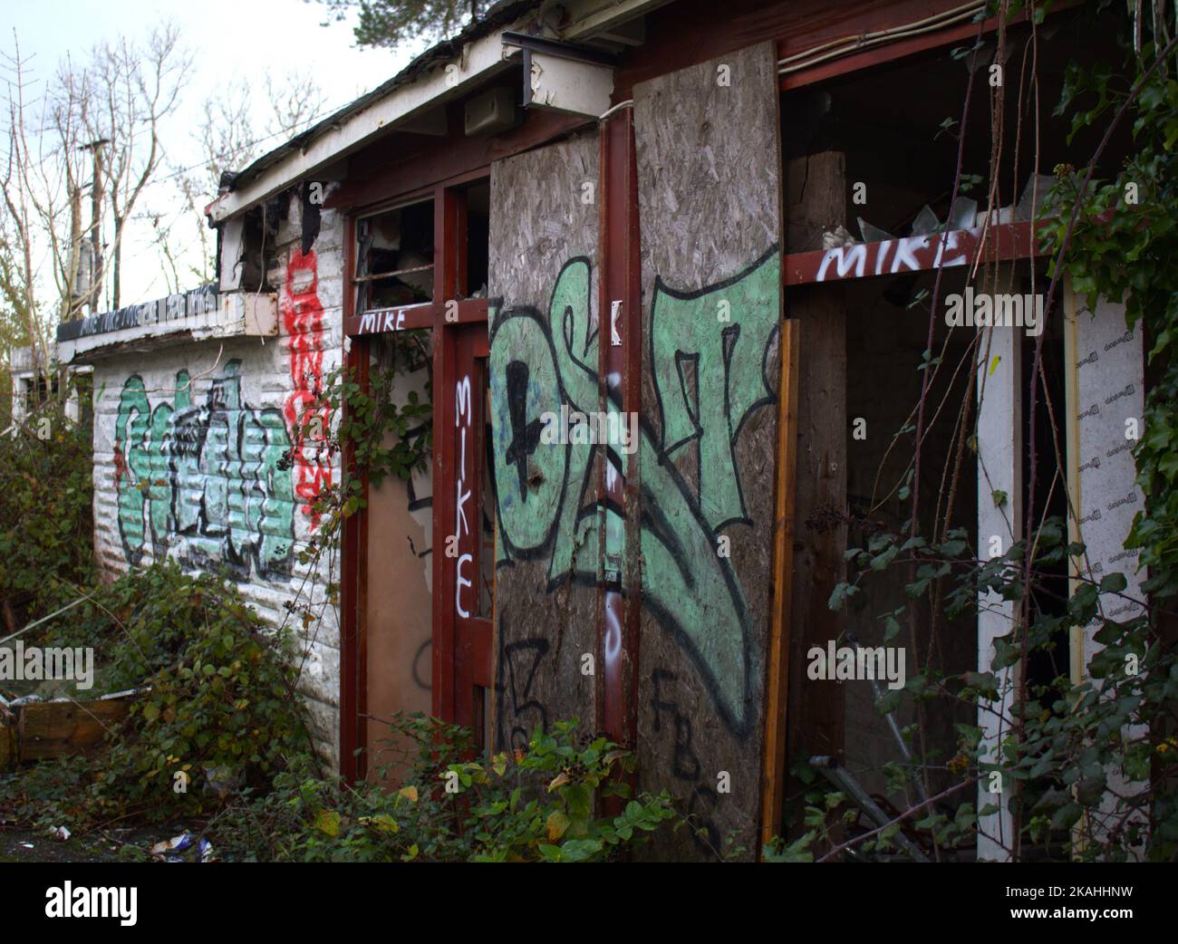 Abandoned buildings with Graffiti Stock Photo - Alamy
