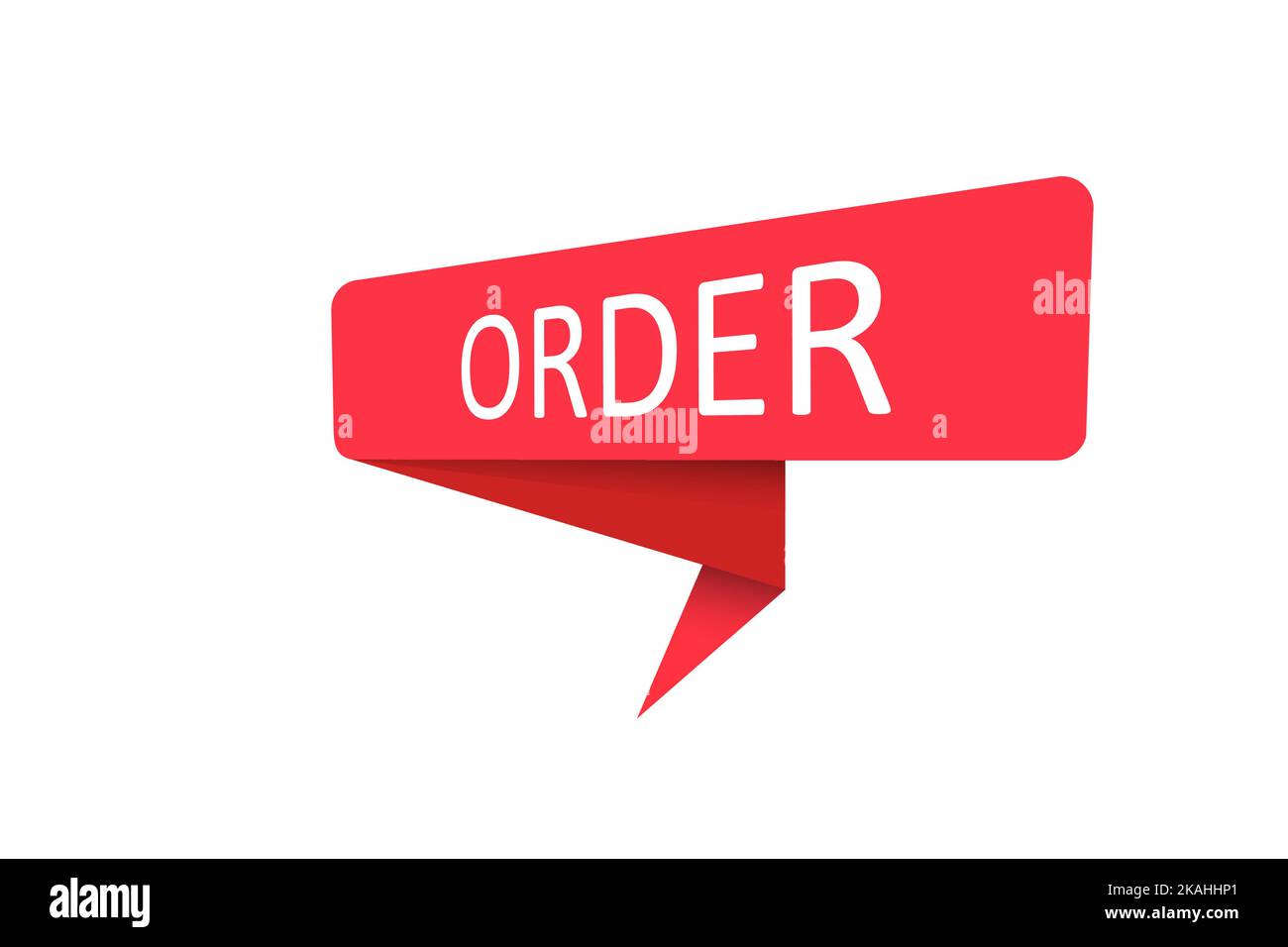 Order. A red banner, pointer, sticker, label or speech bubble for apps ...