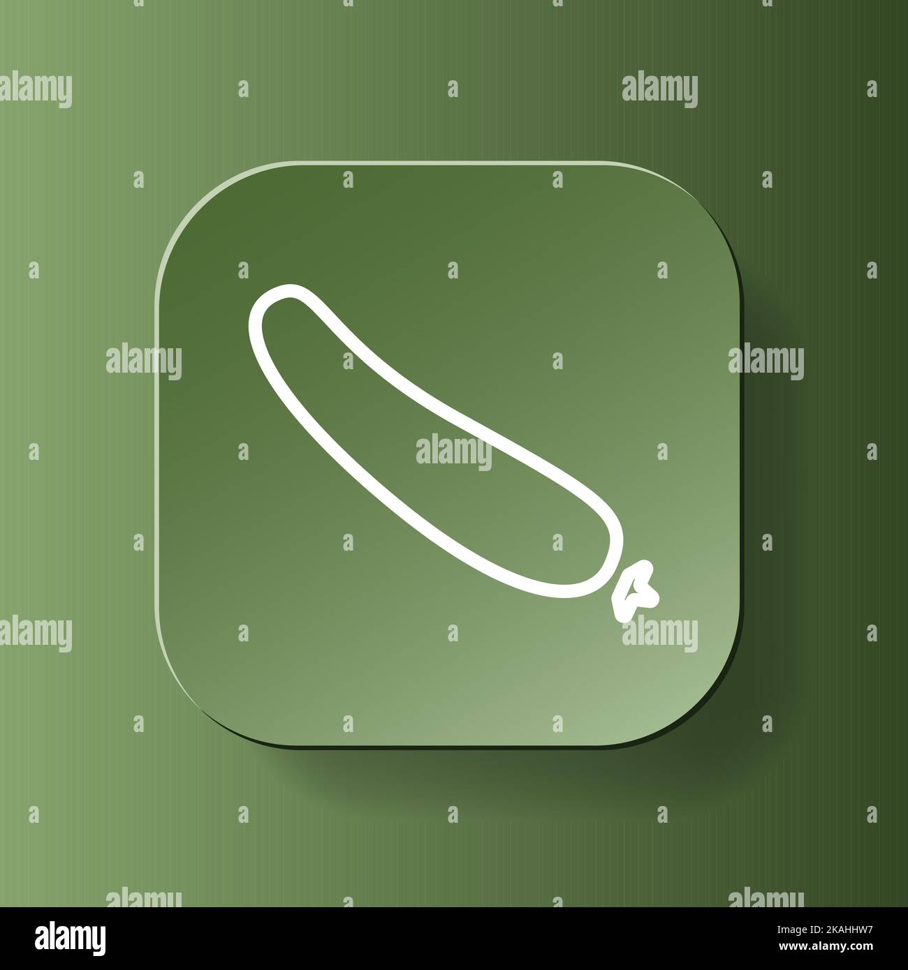 Cucumber vegetable square button, white outline icon on the green color ...