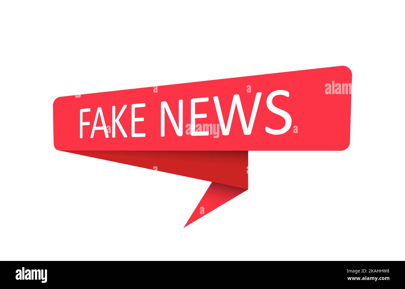 FAKE news. A red banner, pointer, sticker, label or speech bubble for ...