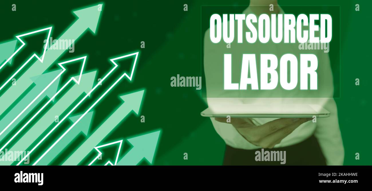 Text showing inspiration Outsourced Labor. Conceptual photo storage or ...